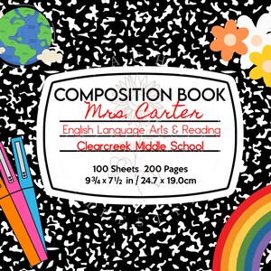 Personalized Teacher Sticker Composition Book Mouse Pad - Etsy