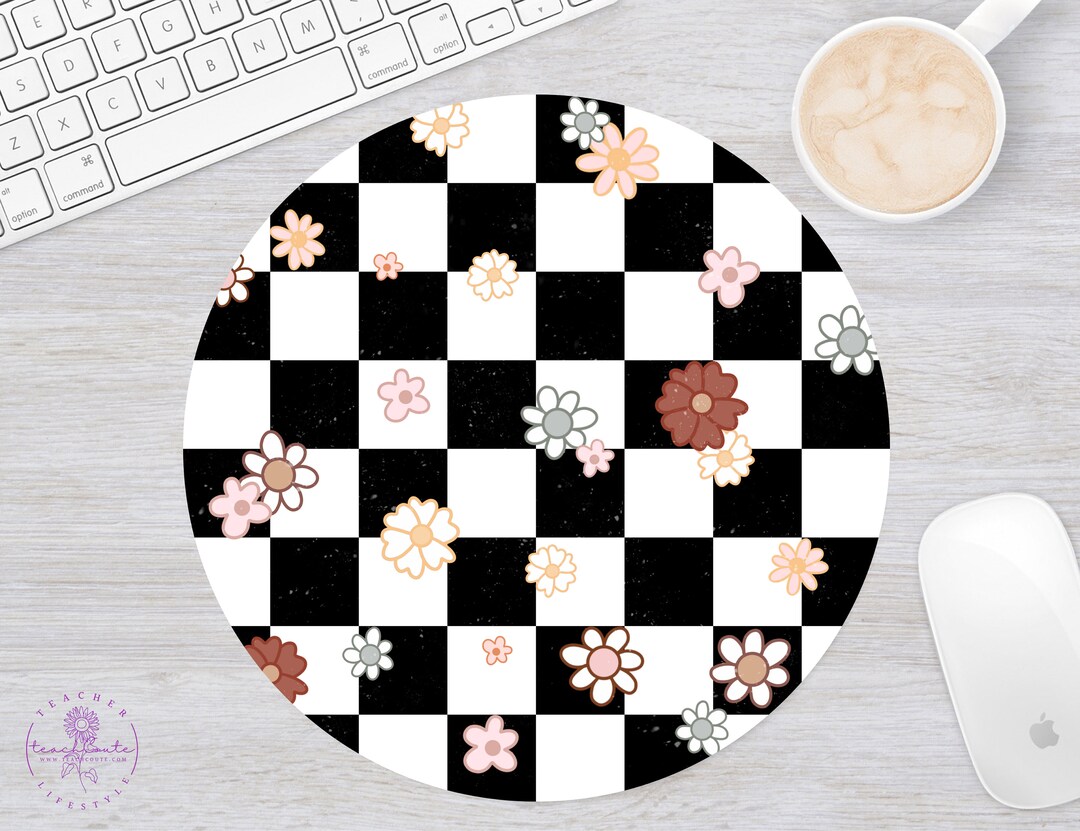Retro Daisy Checkered Mouse Pad, Checkered Daisy Mouse Pad, Checkered ...