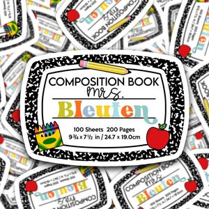 Set of 8 Personalized Composition Book Stickers, Teacher Composition ...