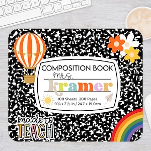 Personalized Teacher Signature Composition Book Mouse Pad, Composition ...