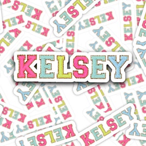 Personalized Varsity Chenille Print Sticker, Custom Name Varsity ...