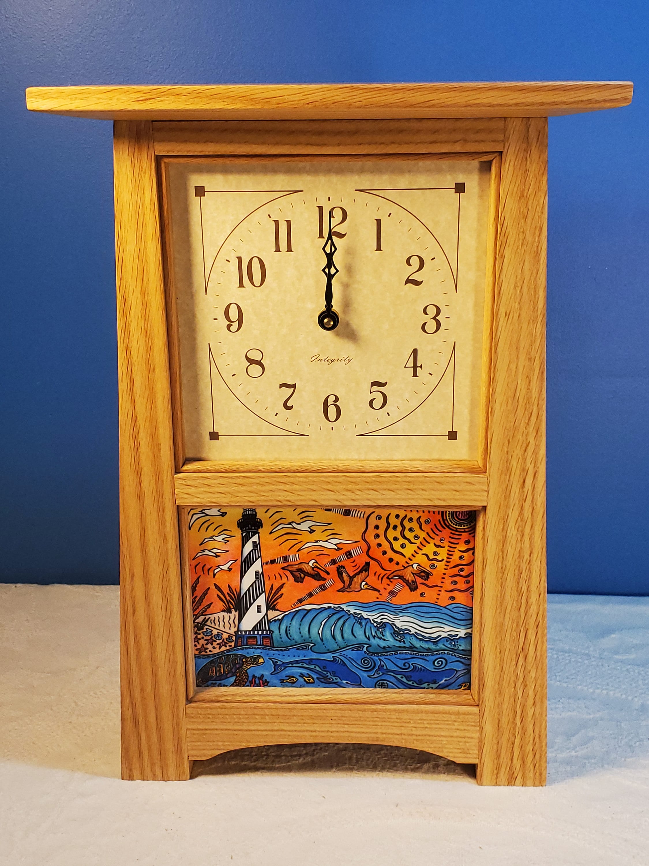 Red Oak Craftsman Clock With Cape Hatteras Lighthouse - Etsy