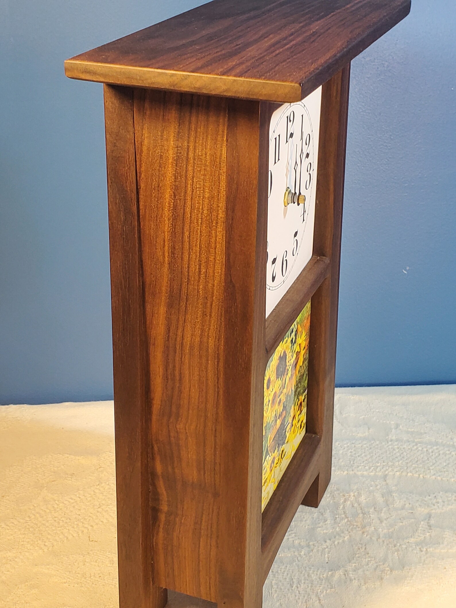 Walnut Craftsman Clock With Sunflower Tile - Etsy