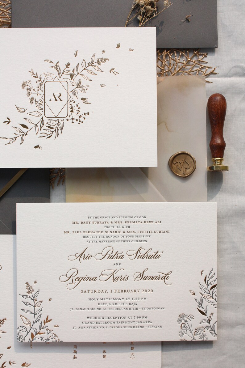 Letterpress Invitation Sample 4 - Etsy