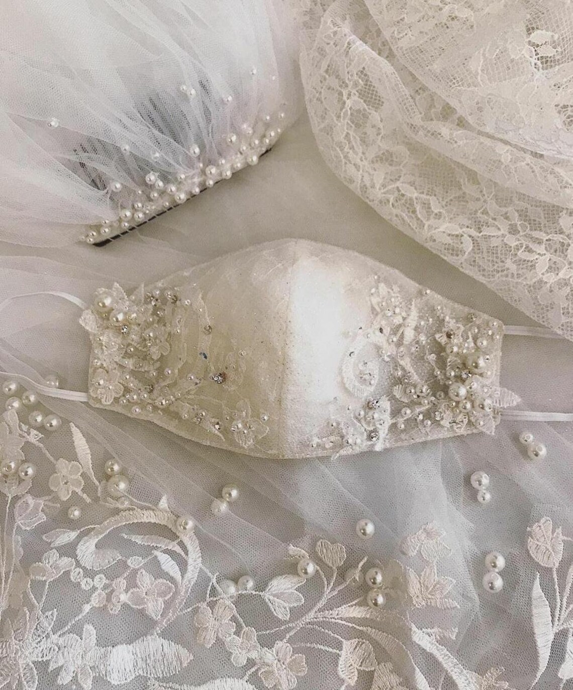 Bridal Mask Luxurious Beaded Bridal Mask With Lace | Etsy