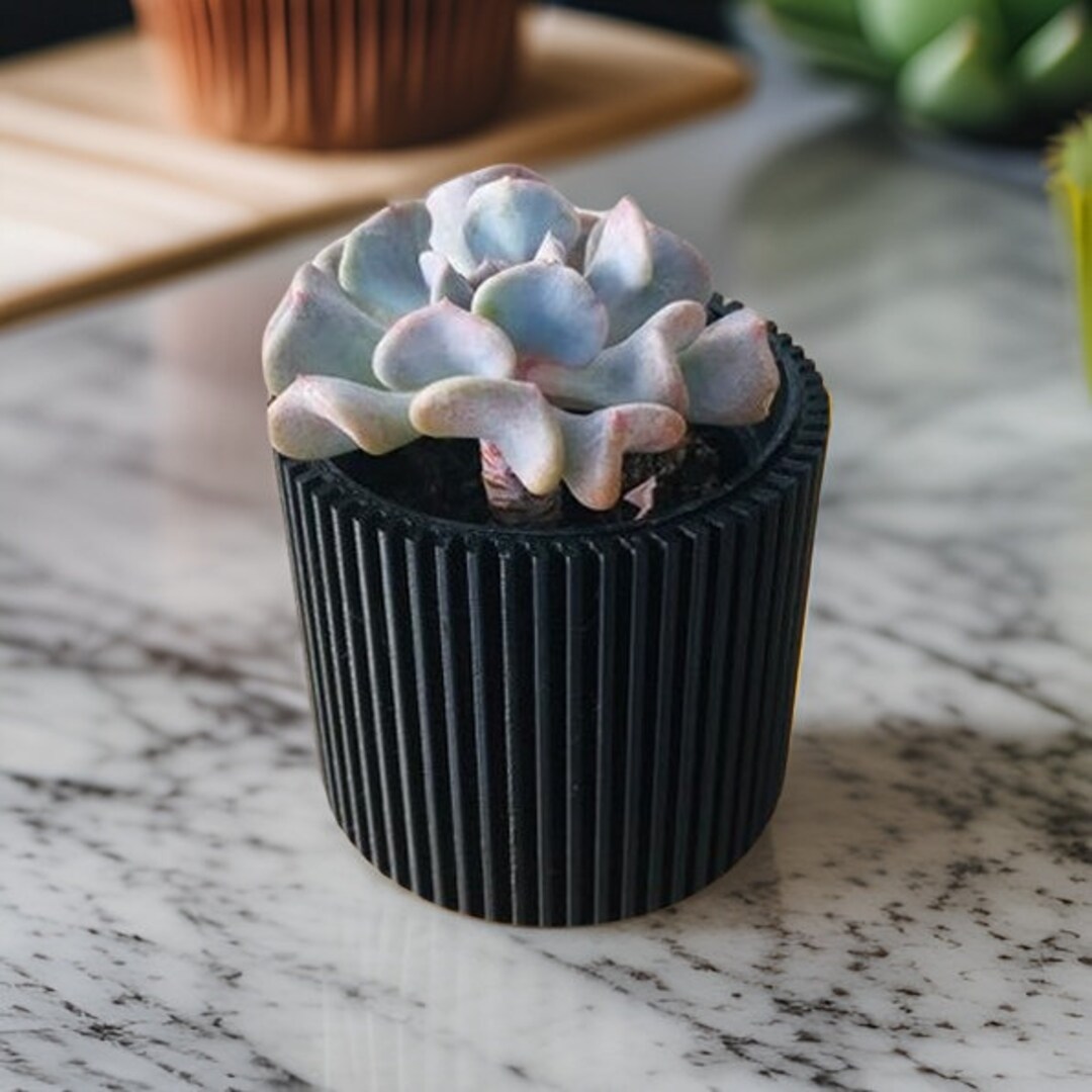 Mid-century Ribbed Planter in Multiple Colors, 3D Printed Planter With ...