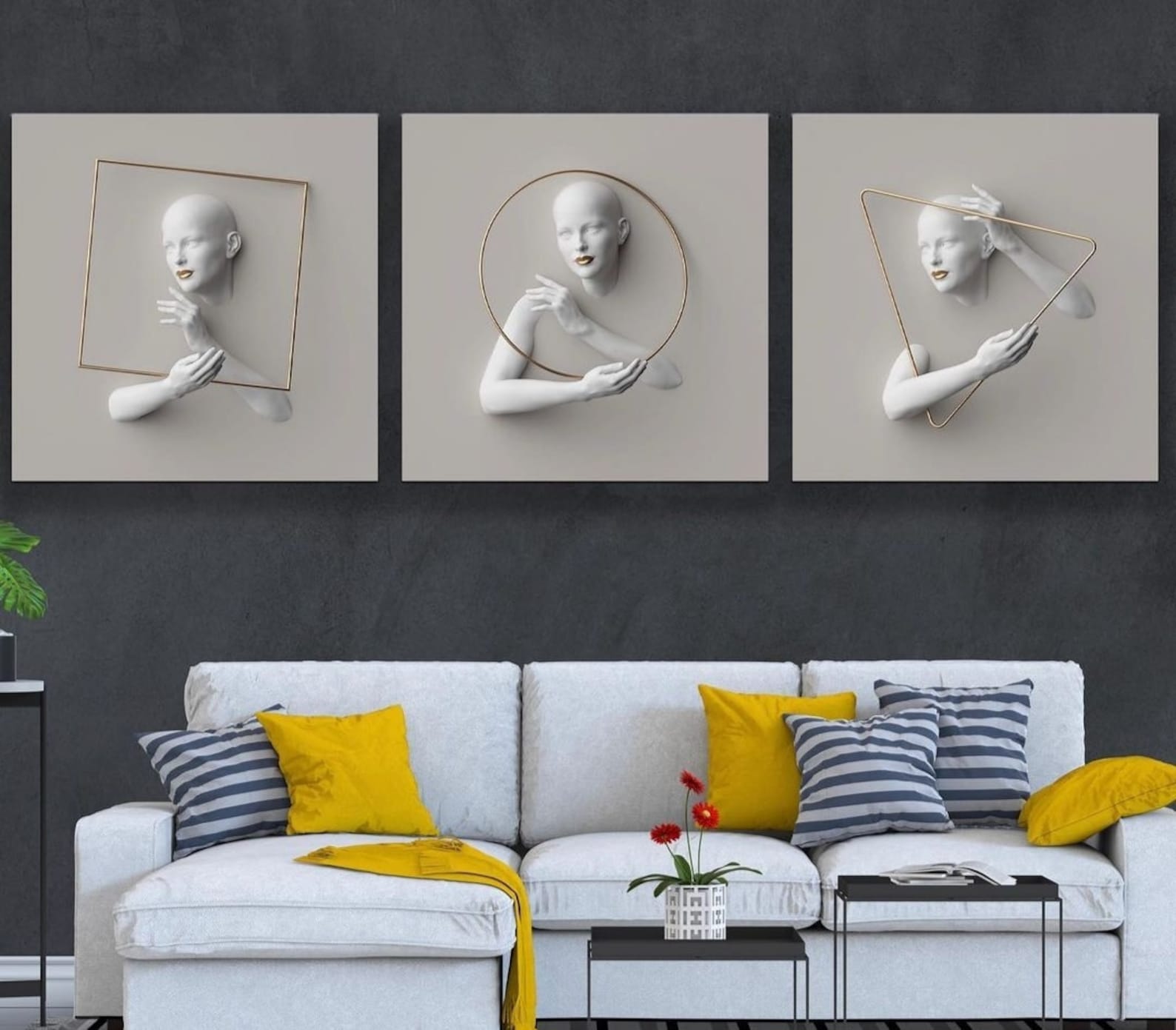 Kunstdruck Leinwandbilder 3D-Effekt-Set von 3 moderne - Etsy