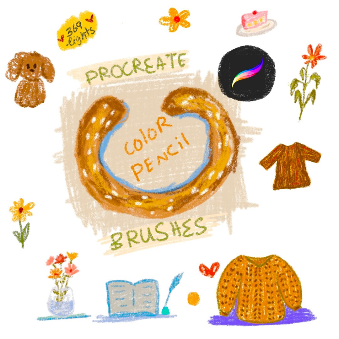 24 Coloring and Sketching Procreate Brushes | Realistic Colored Pencils ...