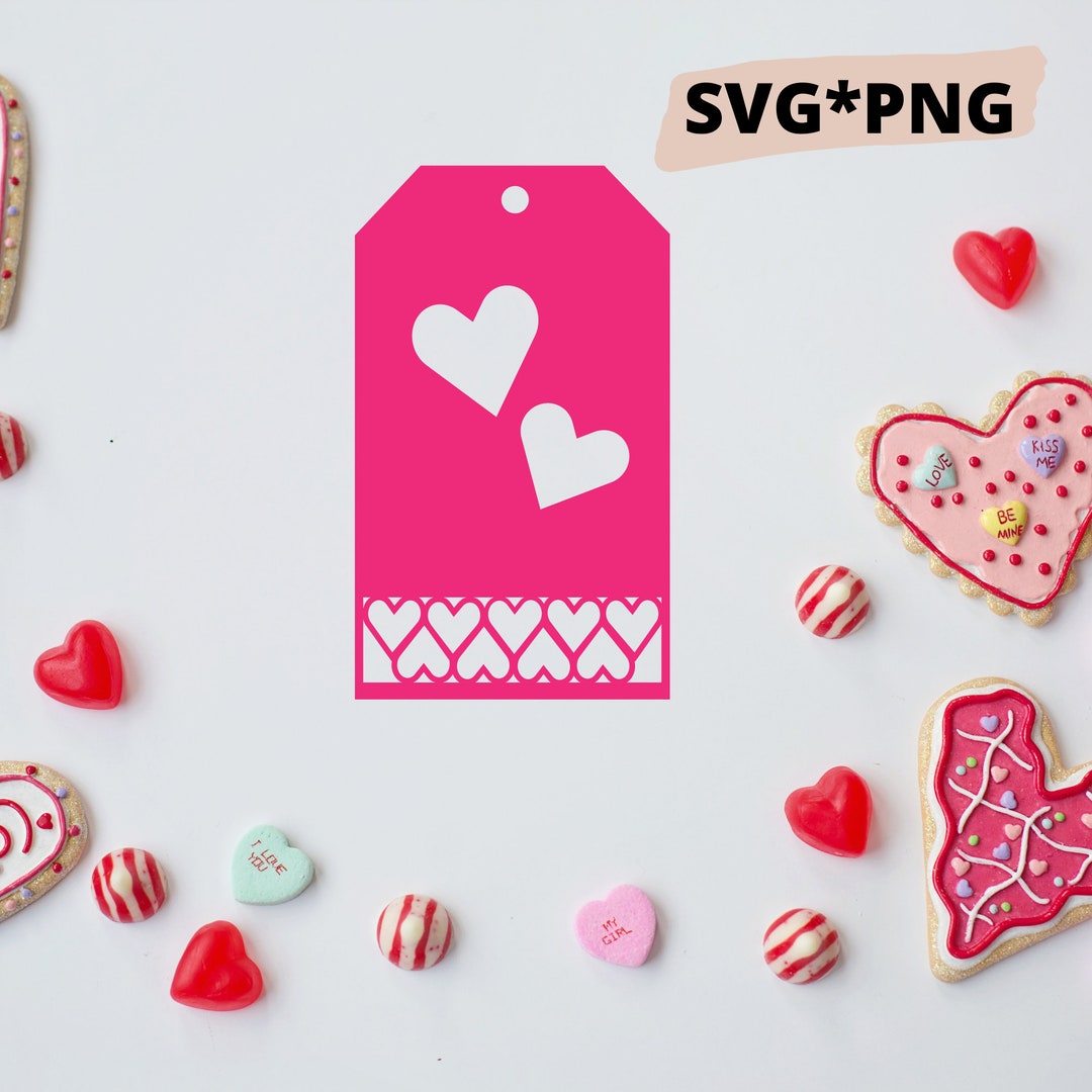 Valentines Day Heart Tag SVG PNG Gift Tag - Etsy