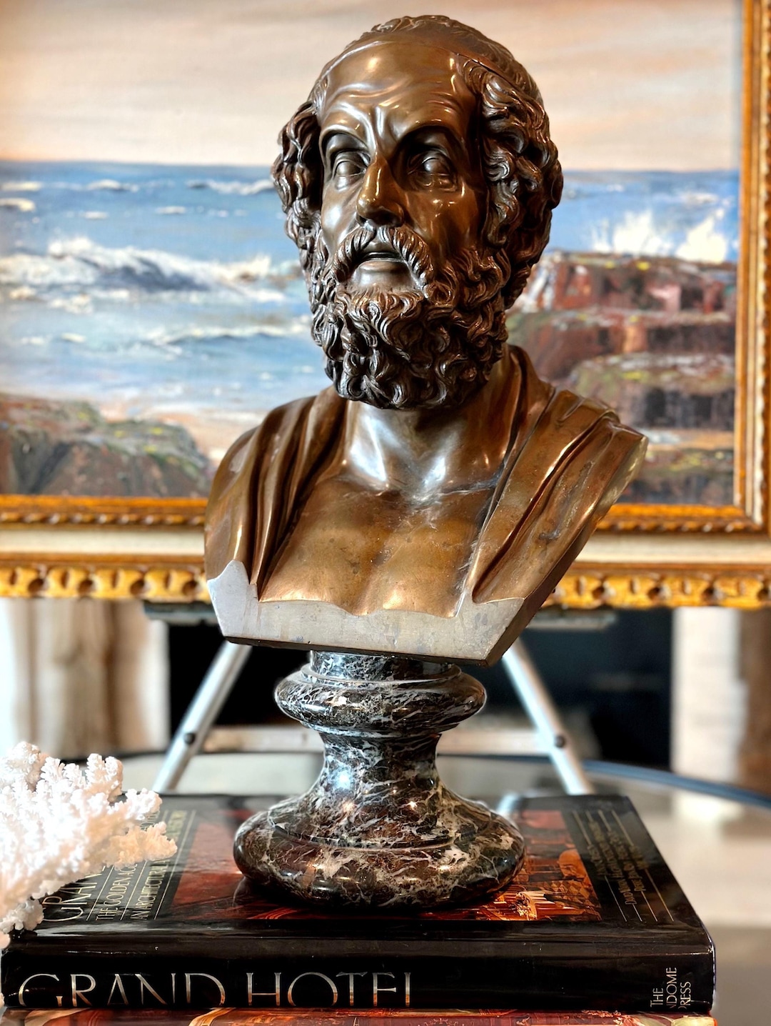 Vintage Bronze Bust on Marble Plinth of Homer C.1930s - Etsy