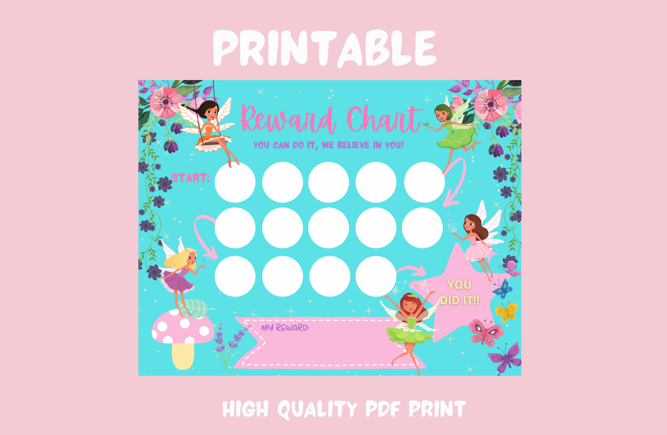 Fairy Wonderland Reward Chart Printable Reward Chart - Etsy New Zealand