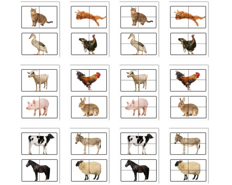 Farm Animal Flashcards, Animal Matching, Farm Animal Learning, Farm ...