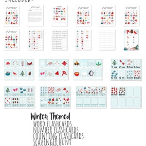 Winter Printable Bundle, Counting Flashcards, Bingo, Math Bingo, Winter ...