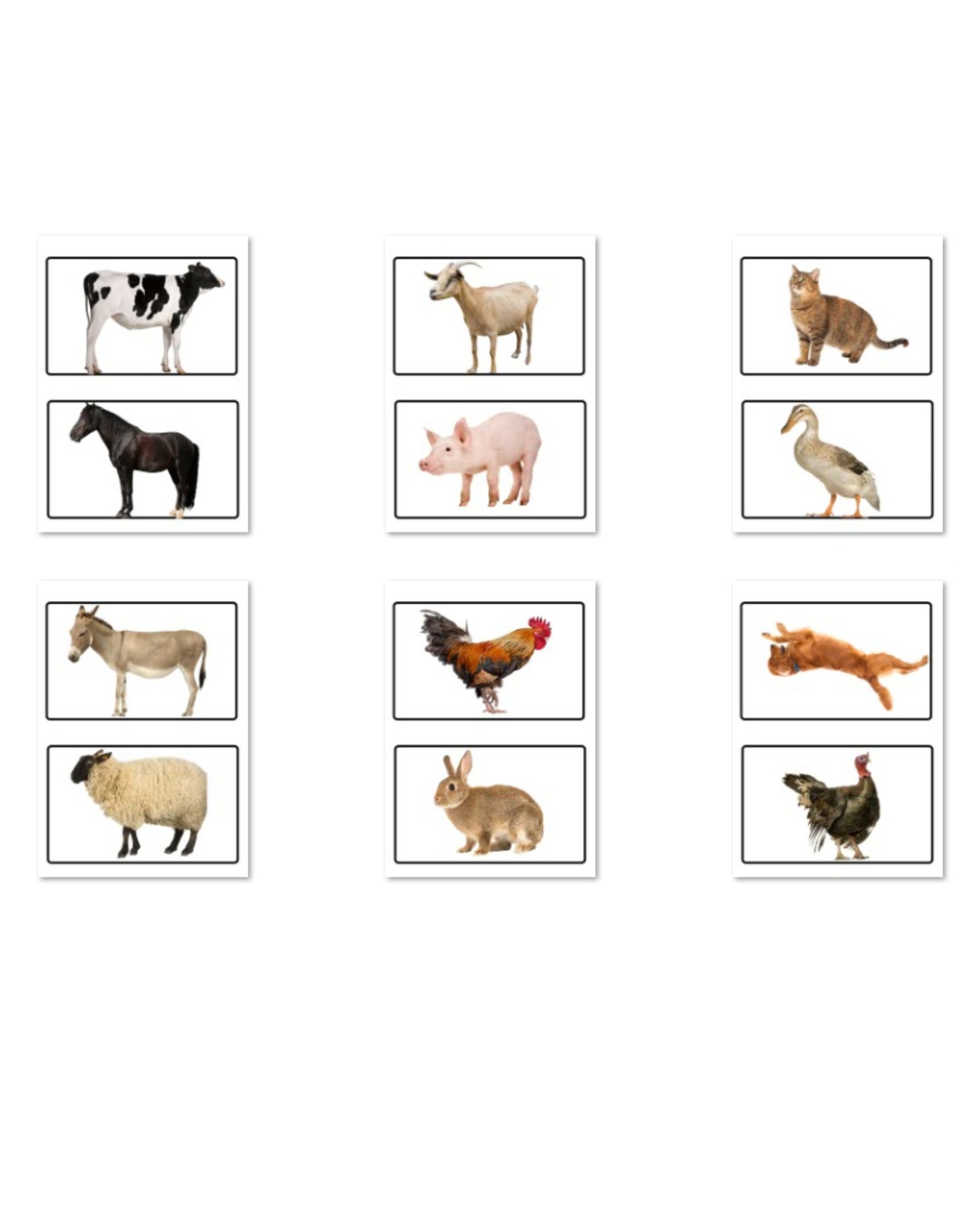 Farm Animal Flashcards, Animal Matching, Farm Animal Learning, Farm ...
