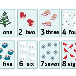 Winter Printable Bundle, Counting Flashcards, Bingo, Math Bingo, Winter ...