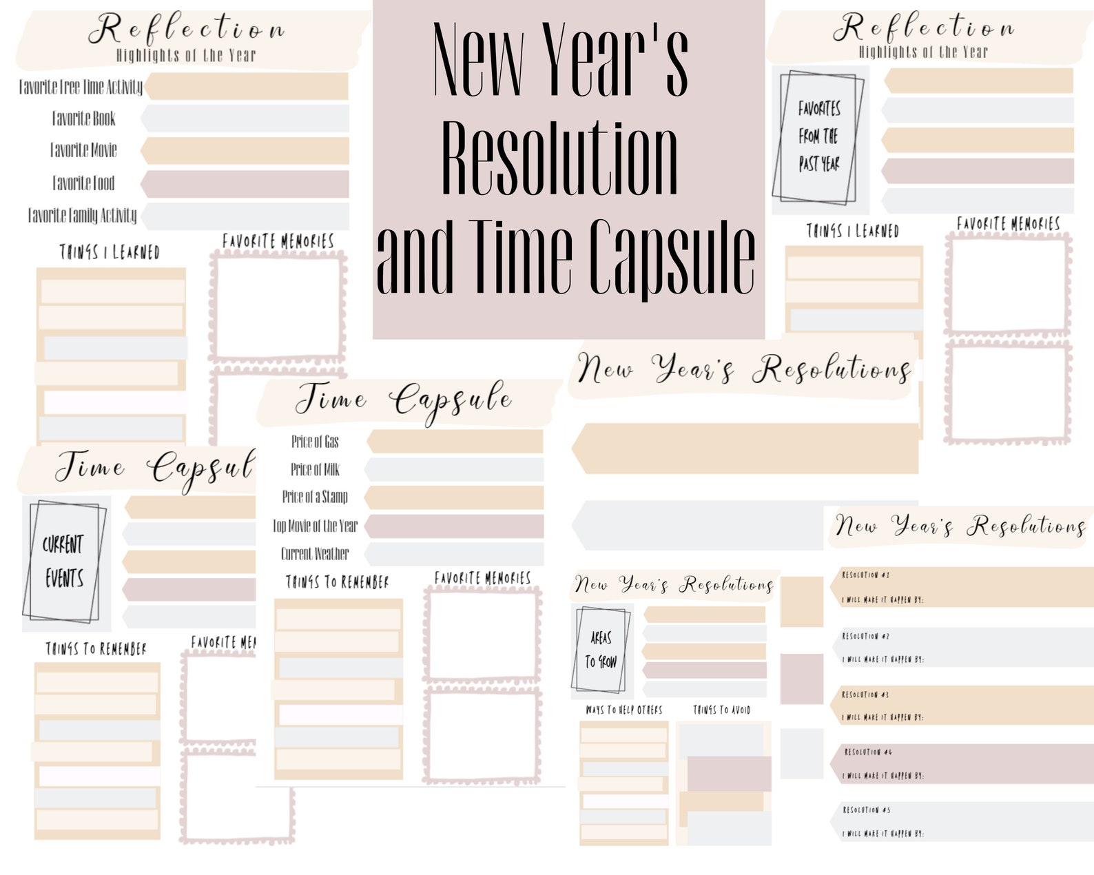 Time Capsule, New Year Resolutions Printable, Goal Planning ...