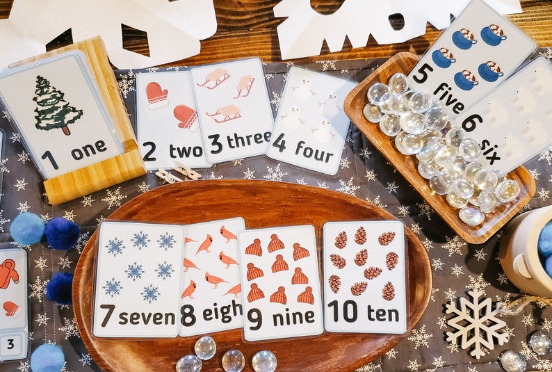 Winter Printable Bundle, Counting Flashcards, Bingo, Math Bingo, Winter ...