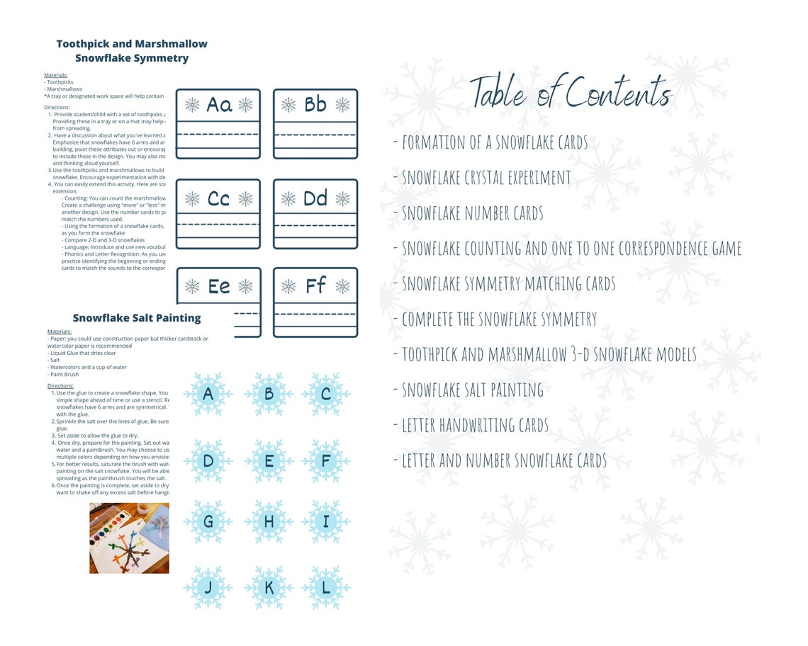 Snowflakes Themed Learning Unit Winter Learning Winter | Etsy