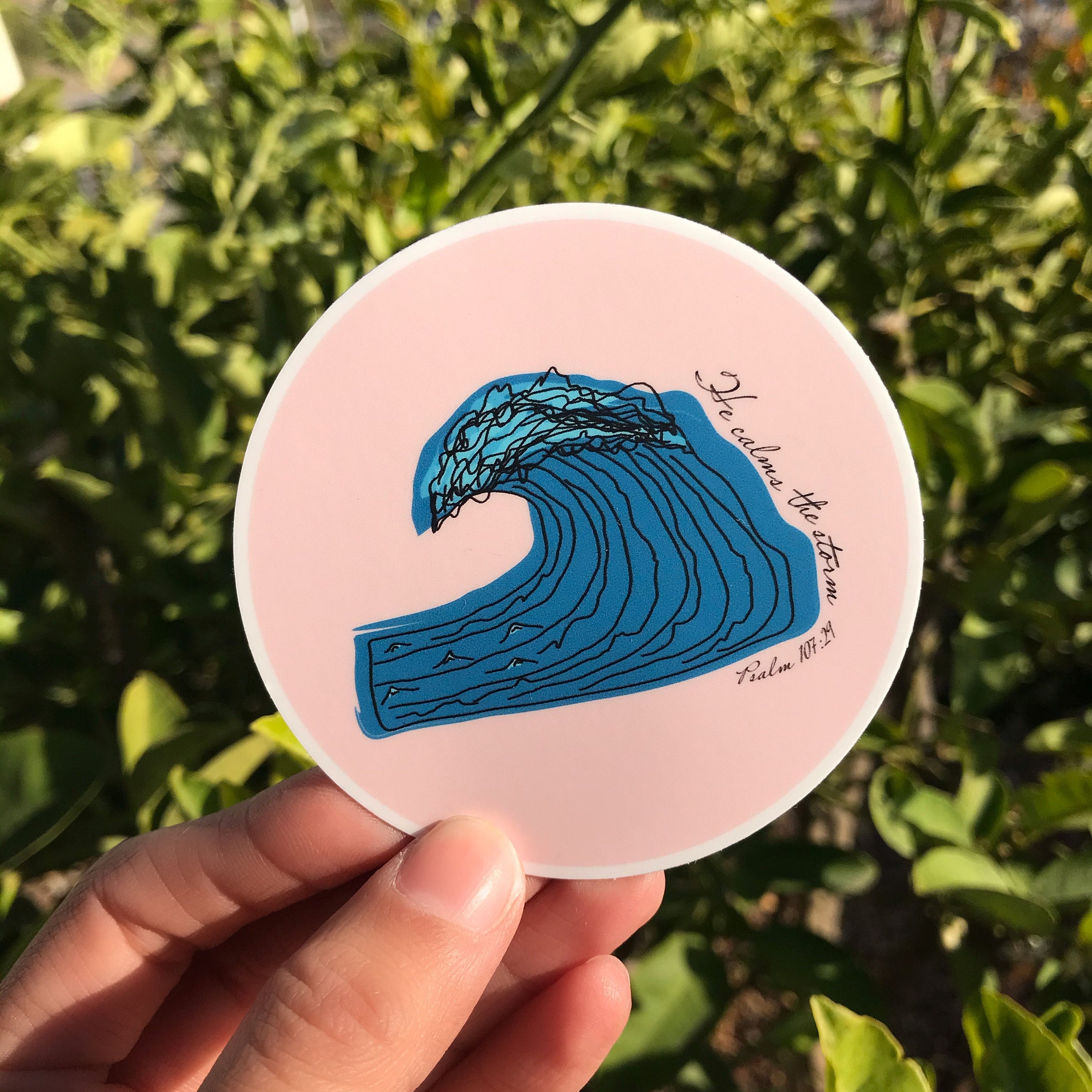 Wave Sticker | He Calms the Storm Sticker | Psalm Sticker | Pink ...