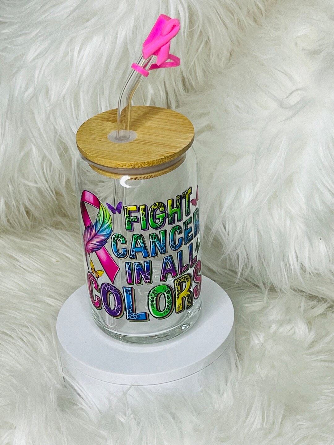 Fight Cancer… Glass Can Cups | Designed Glass Cups With Lid |beer Can ...