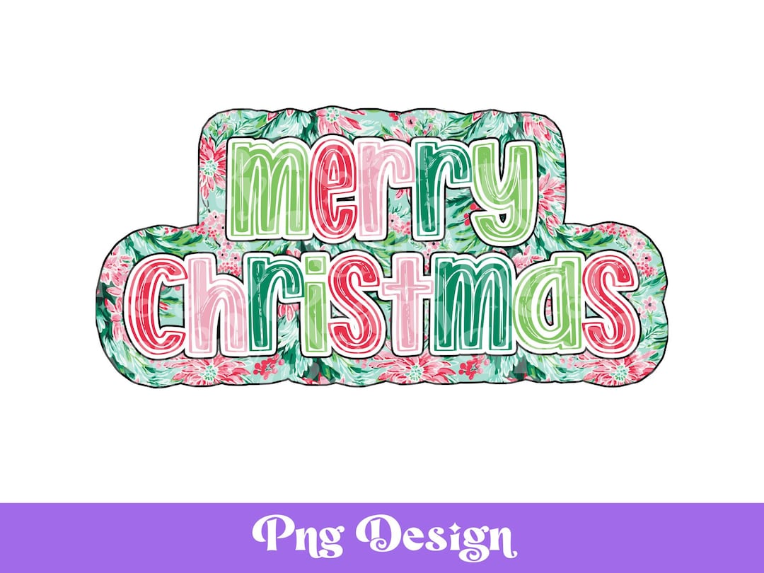 Preppy Merry Christmas Png, Sublimation Designs, Colorful DTF, Holiday ...