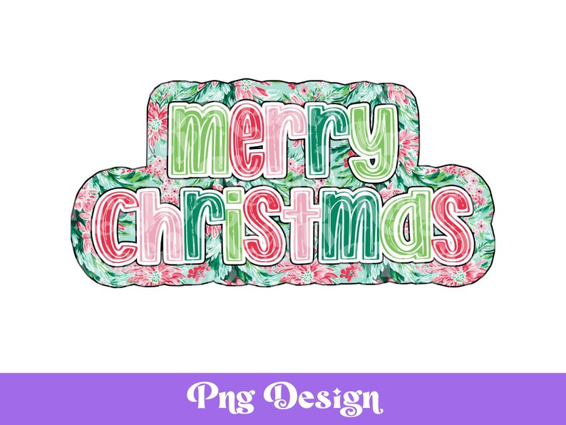 Preppy Merry Christmas Png, Sublimation Designs, Colorful DTF, Holiday ...