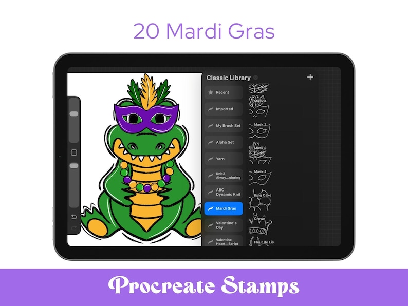Mardi Gras Brush Stamps: Preppy Hand Drawn Commercial Use (digital ...