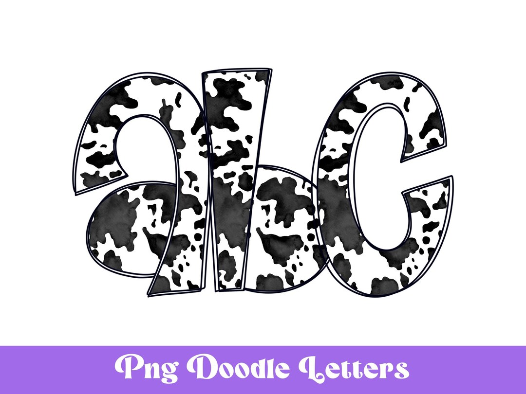 Cow Print Doodle Alphabet Letters, PNG, Commercial Use, Animal Pattern ...