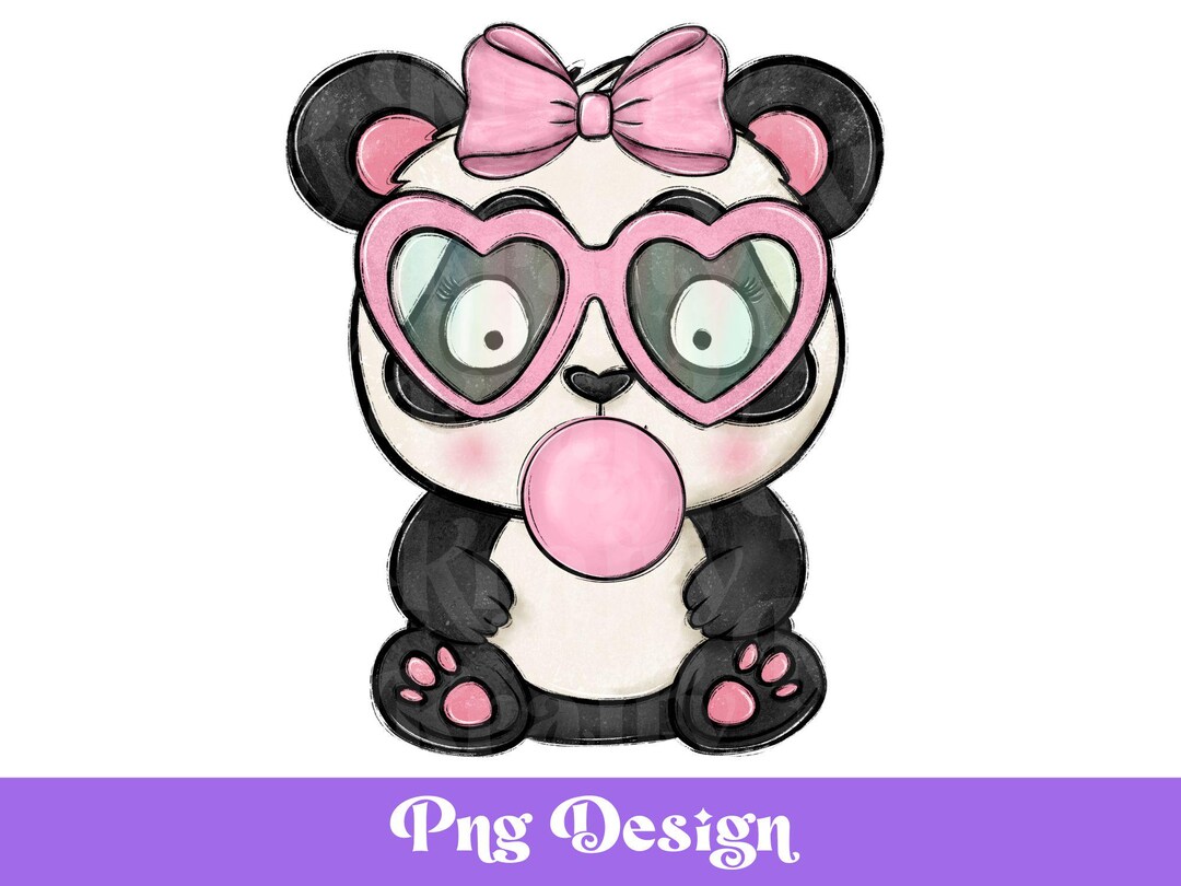 Preppy Panda Blowing Bubble Gum PNG, Sublimation Shirt Design, Instant ...