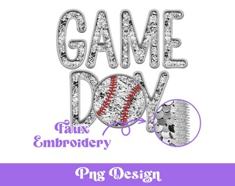 Retro Baseball Mama Faux Sequin Embroidered PNG File Sports Digital Download, Game Day, DTF ...