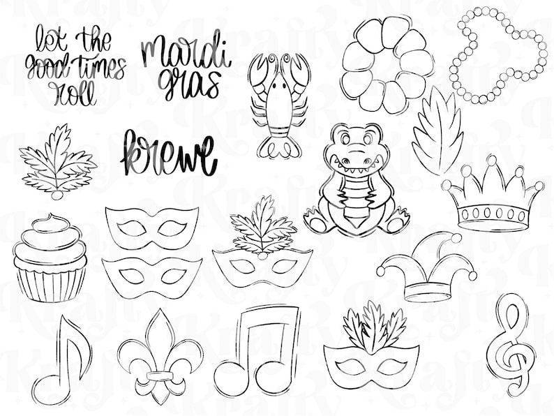 Mardi Gras Procreate Brush Stamps: Preppy Hand Drawn Commercial Use ...