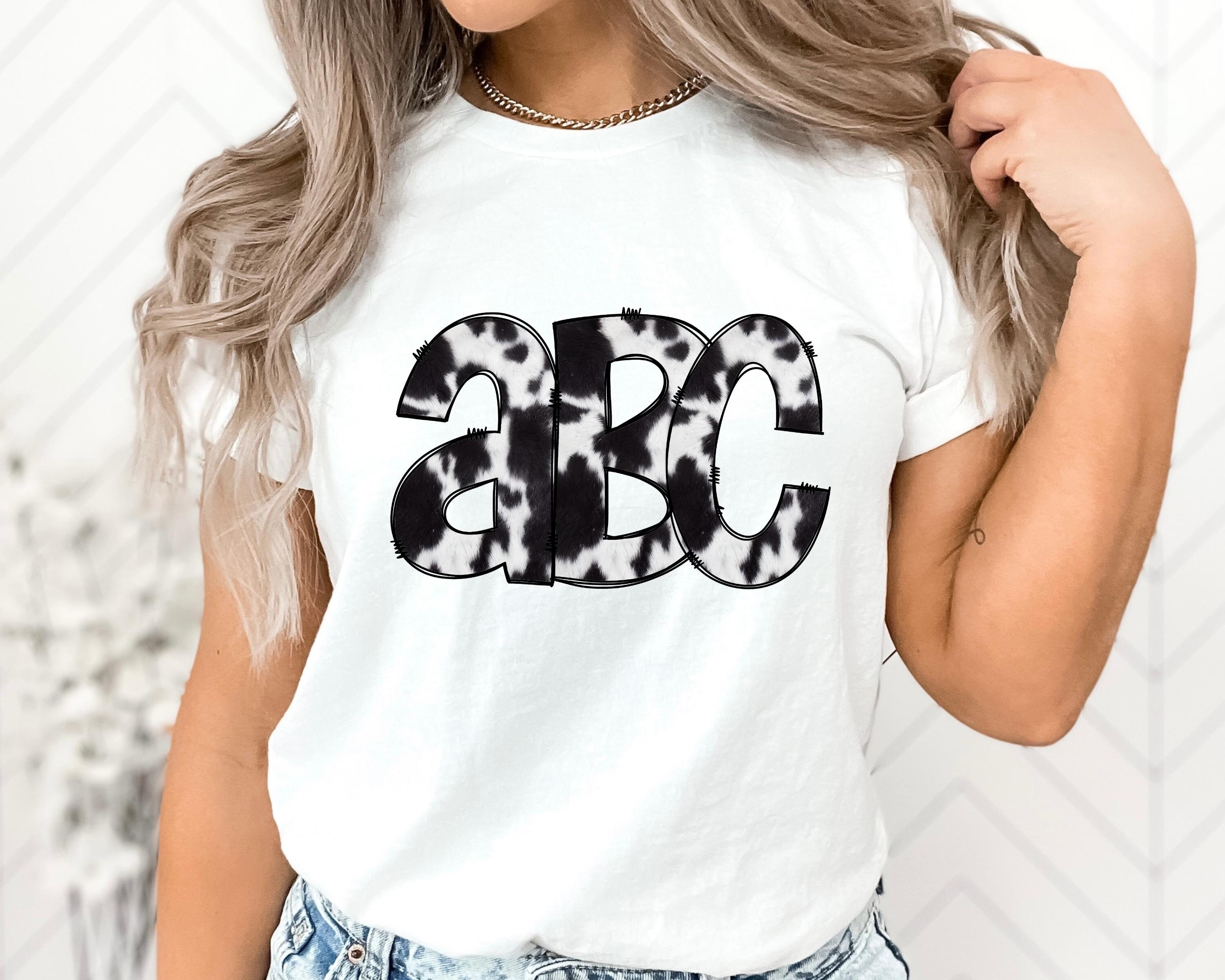 Western Cowhide Doodle Alphabet Letters, Cow Print, Animal Pattern ...