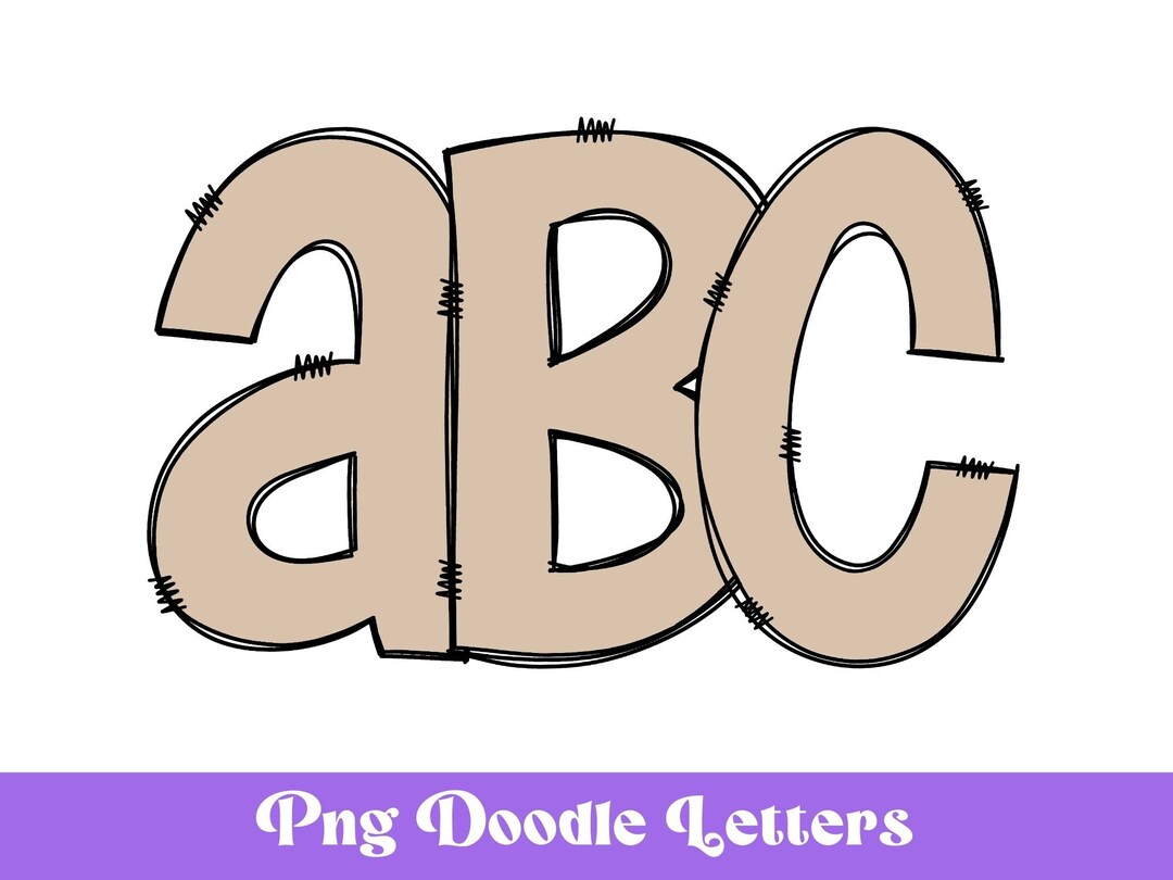 Tan Doodle Alphabet Clipart, Sublimation Letter Set, Commercial Use ...