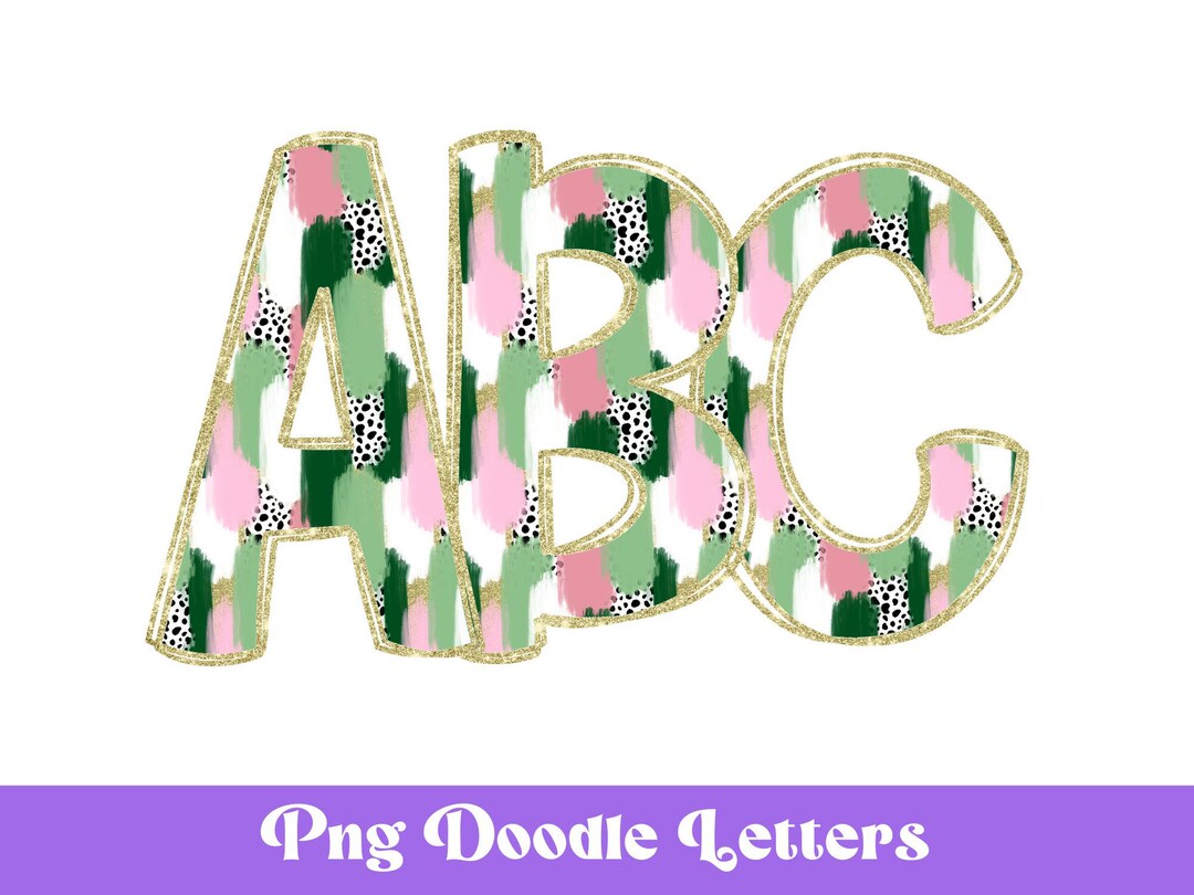 St. Patrick's Day PNG Doodle Letters, Sublimation, Alphabet Set Bundle ...