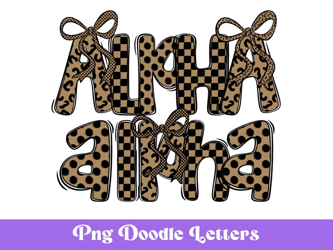 Preppy Alphabet Clipart: Coquette Bow Doodle Letters (PNG Digital ...