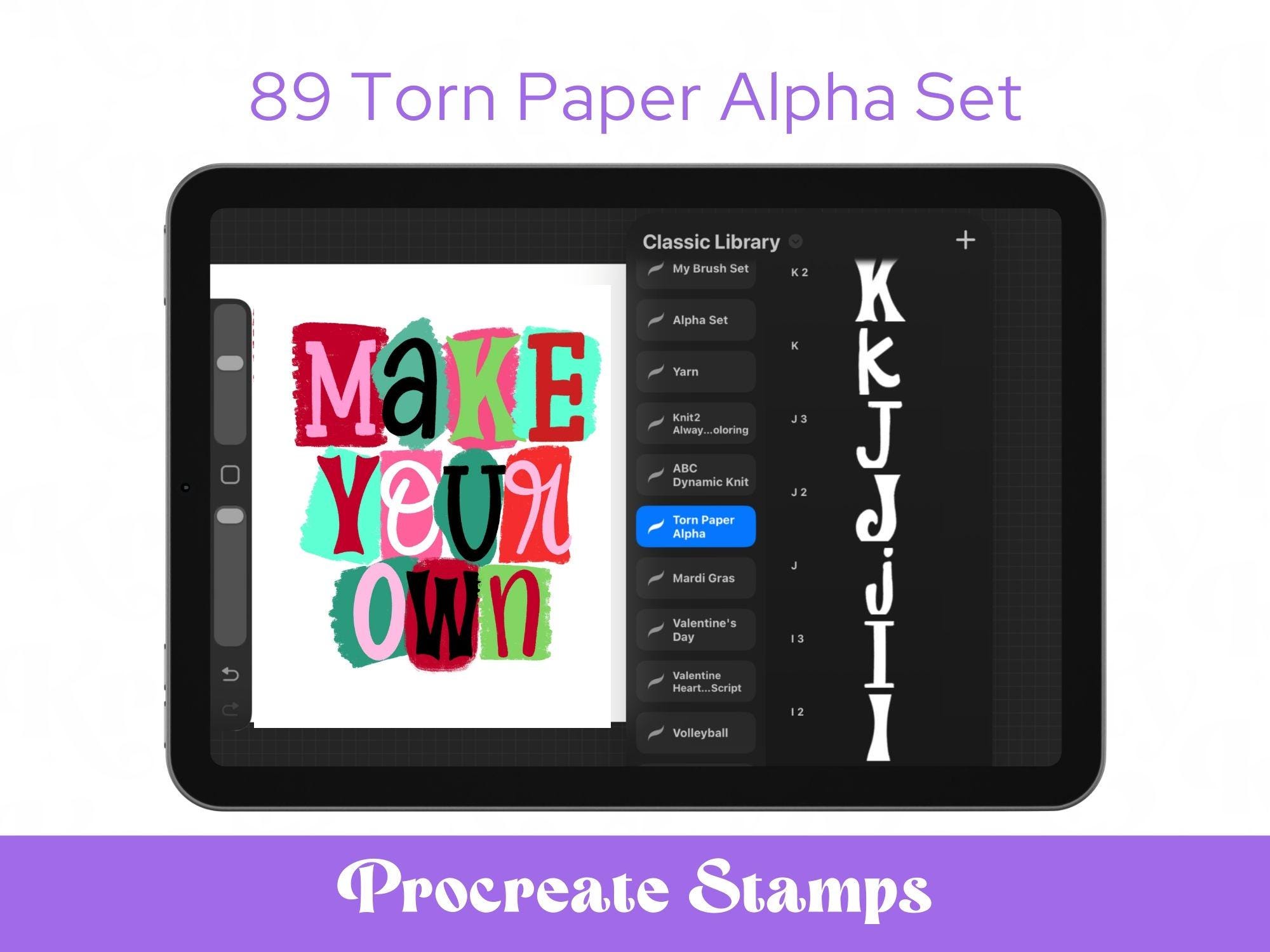 Ransom Alpha Procreate Brush Stamps: Hand Drawn, Commercial Use, Torn ...