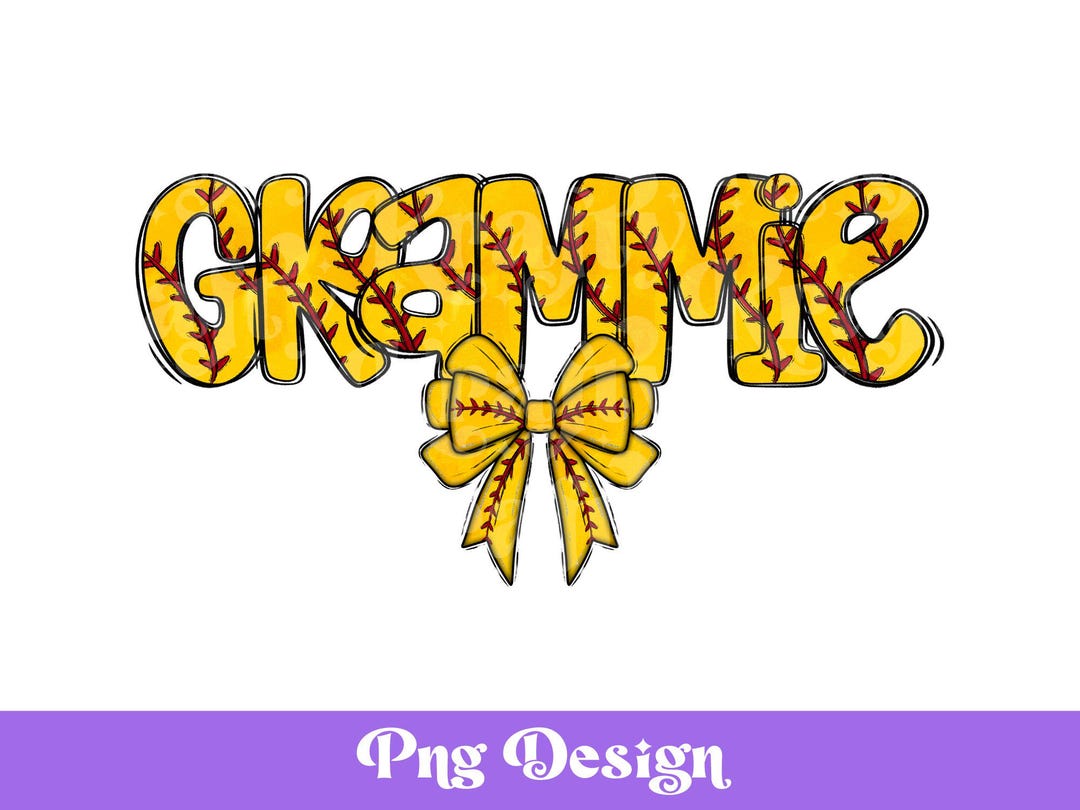 Grammie Softball Png, Sublimation Designs, Sports Clipart, Coquette Bow ...