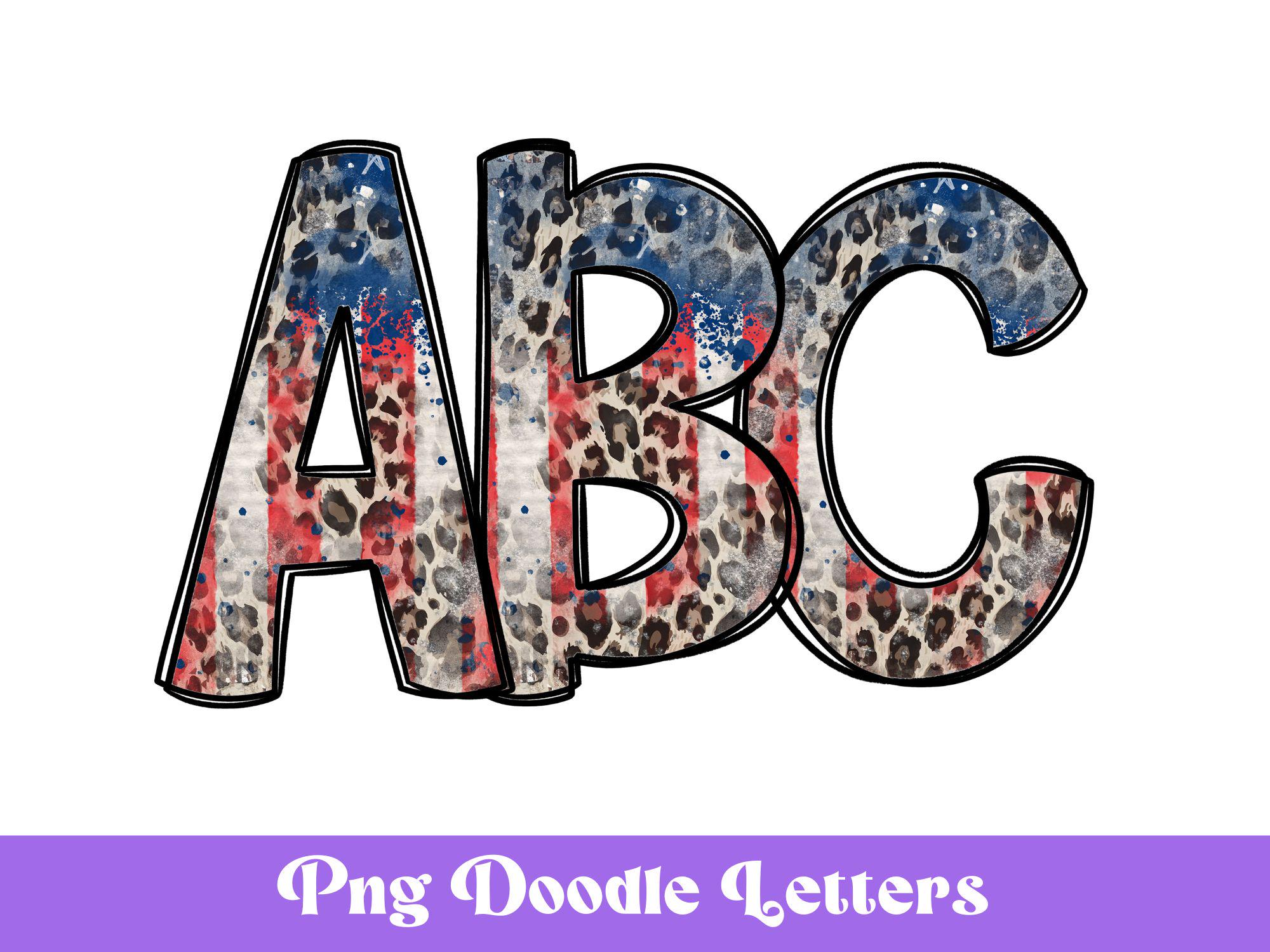 Patriotic Leopard Doodle Alphabet Clipart, Animal Pattern, Cheetah ...