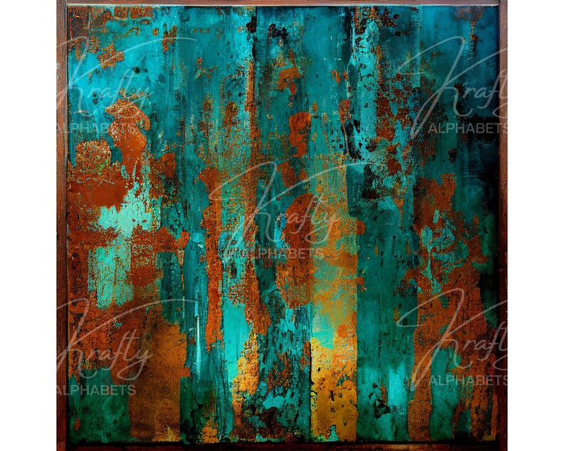Teal Rusted Metal Digital Paper Rustic Wood Background - Etsy