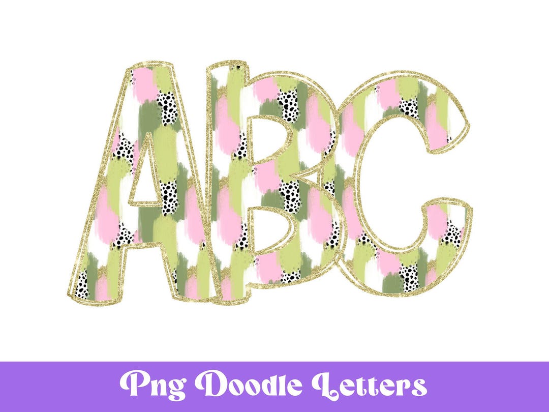 St. Patrick's Day PNG Doodle Letters, Sublimation, Alphabet Set Bundle ...