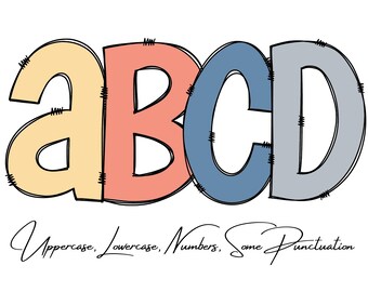 Christmas Doodle Alphabet Clipart Winter Sublimation Letters - Etsy