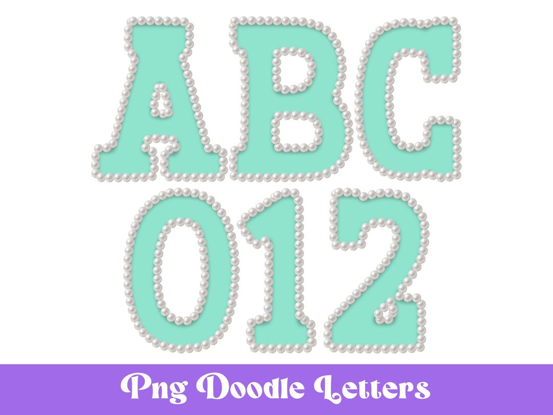 Pearl Alpha Set, Doodle Alphabet Clipart, Sublimation Letter Set, Hand ...
