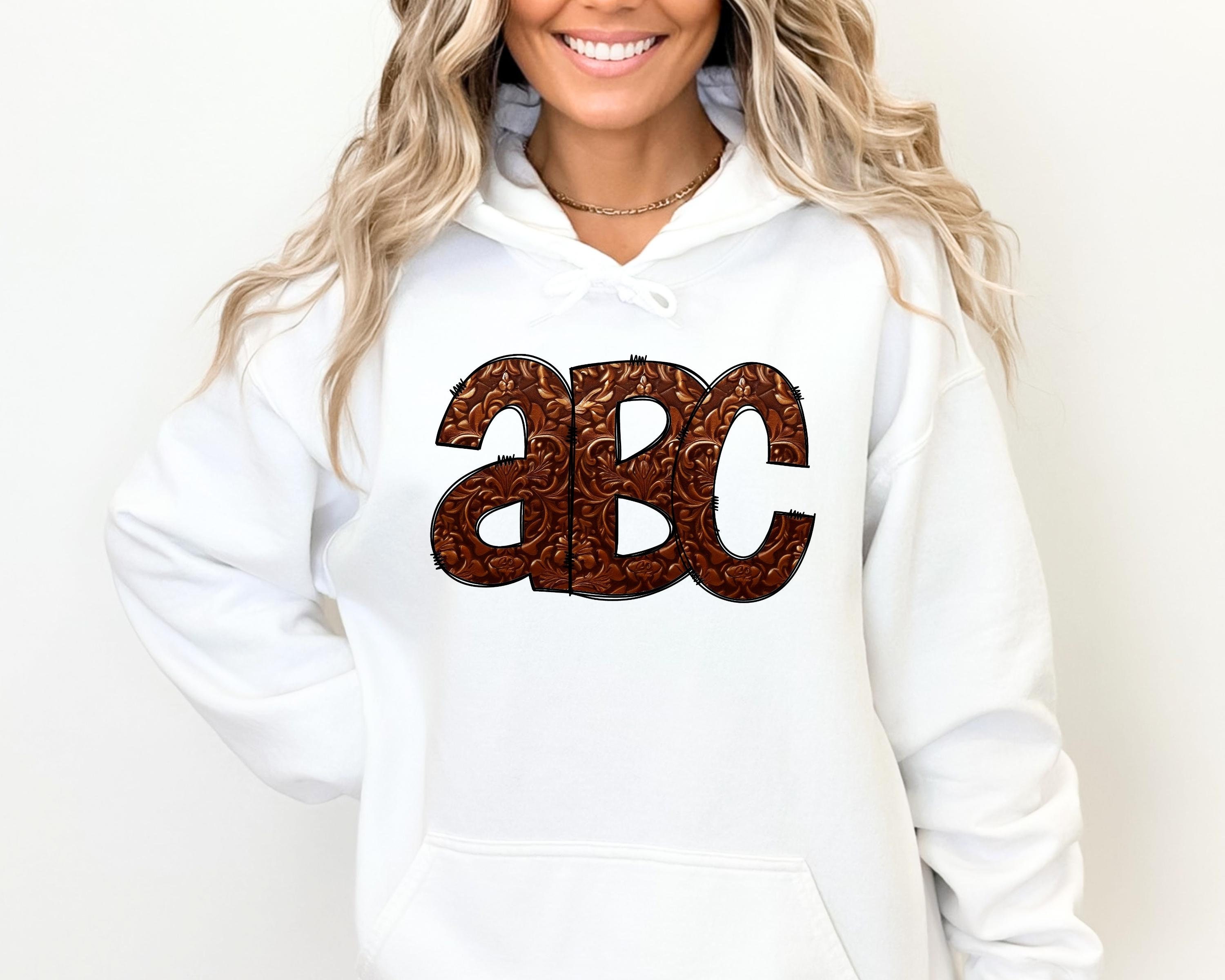 Tooled Leather Letters, Western Doodle Alphabet Clipart, Sublimation ...