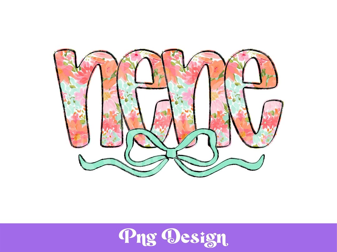 Preppy Nene PNG Design, Bright Doodle Letters, Sublimation, DTF Design ...