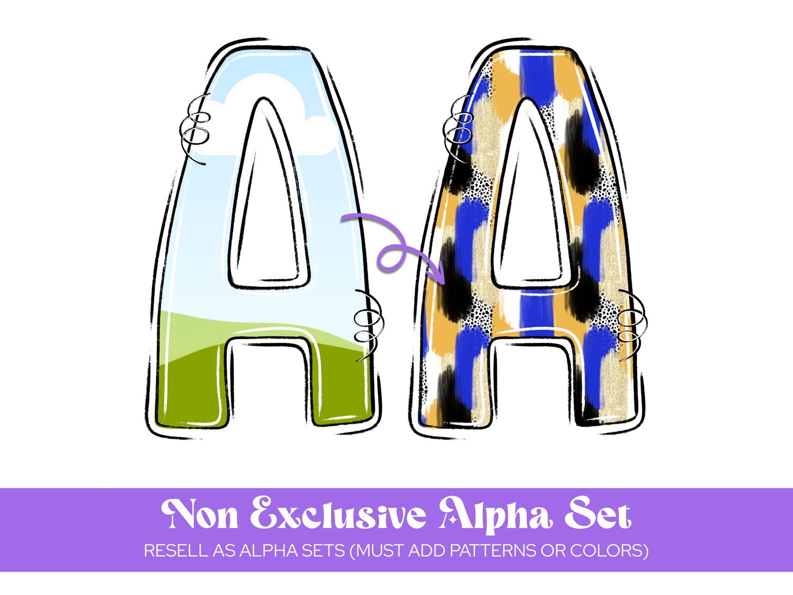 Hand Drawn Alphabet Sublimation Letters: Canva Frame, Commercial Use - Etsy