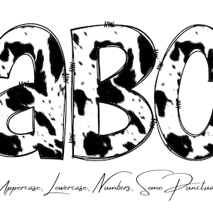 Cow Print Doodle Alphabet Clipart, PNG Design, Instant Download, Animal ...