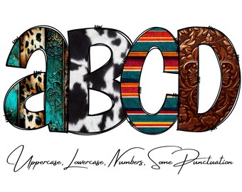 Cowboy Doodle Alphabet PNG Cowboy Doodle Letters Western - Etsy