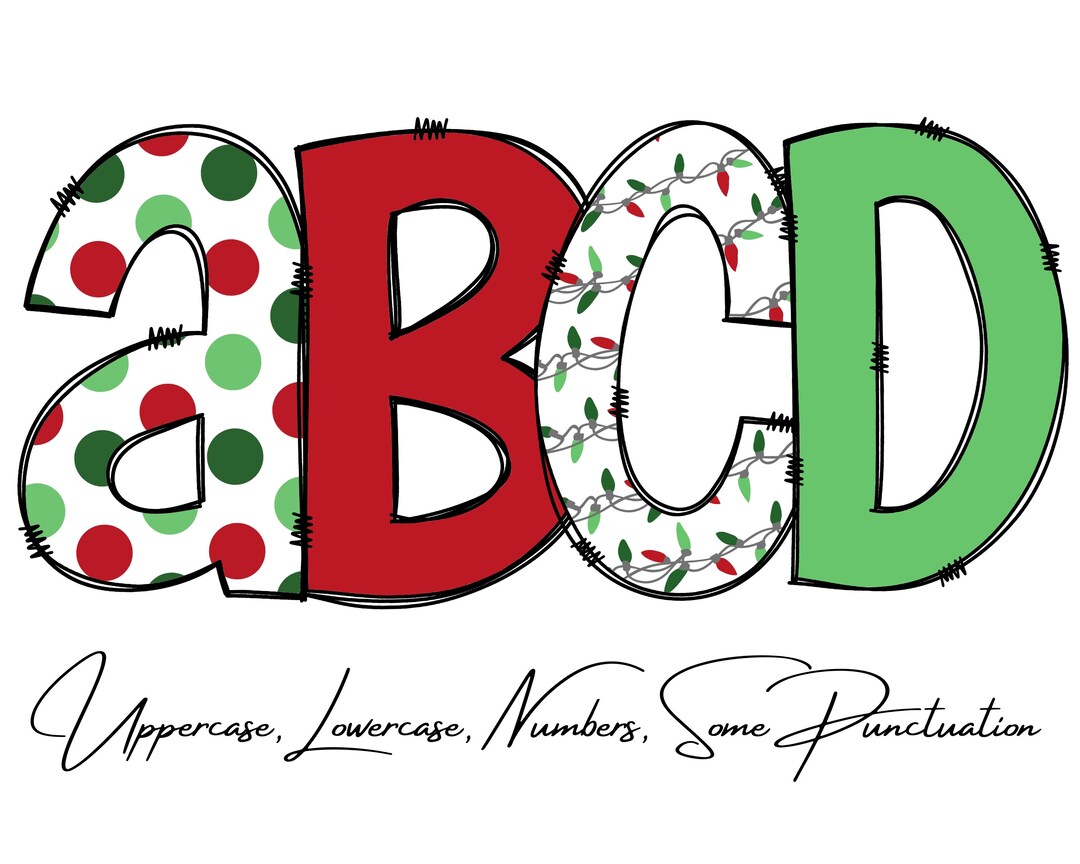 Christmas Doodle Alphabet Clipart Polka Dot Pattern Winter - Etsy