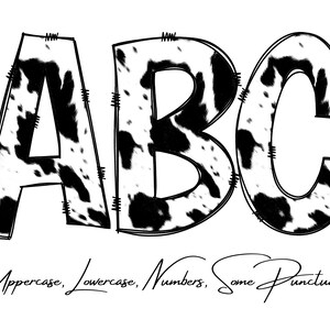 Cow Print Doodle Alphabet Animal Print Cowhide Sublimation - Etsy