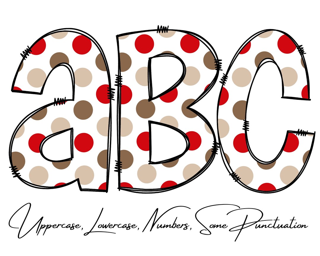 Polka Dot Doodle Alphabet Clipart Sublimation Letter Set - Etsy